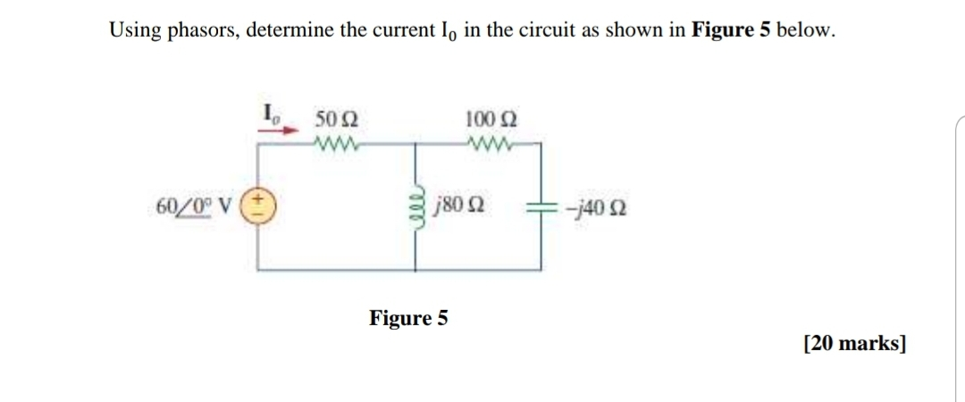 Solved Using phasors, determine the current lo in the | Chegg.com