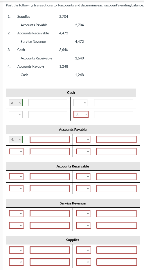 Solved Post the following transactions to T-accounts and | Chegg.com