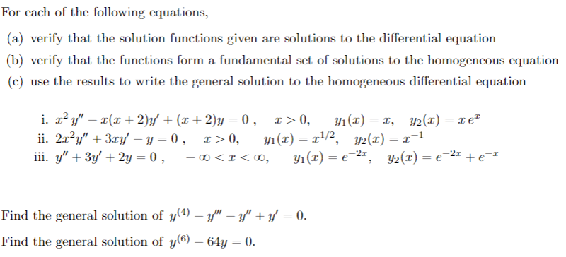 Solved For each of the following equations, (a) verify that | Chegg.com