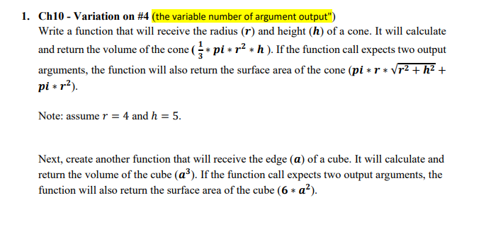 Solved 1. Ch10 - Variation on #4 (the variable number of | Chegg.com