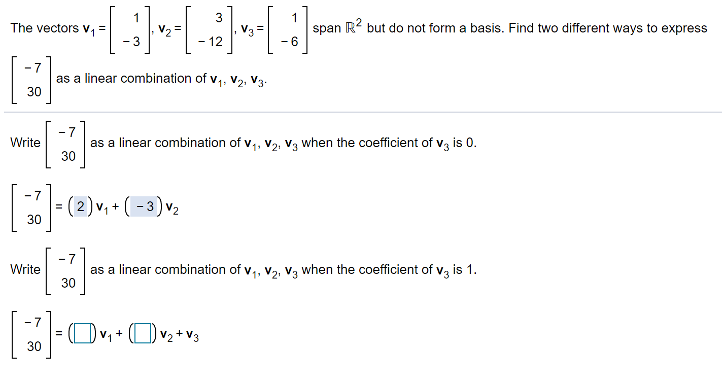 Solved 1 3 The vectors V1 span R2 but do not form a basis. | Chegg.com