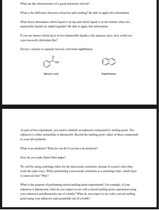 Solved What are the characteristics of a good extraction | Chegg.com