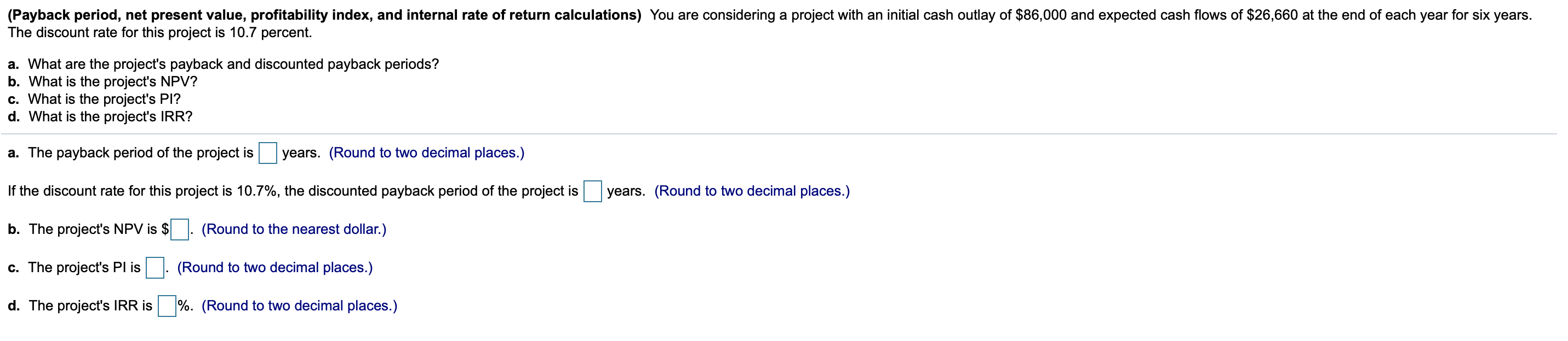 Solved (Payback period, net present value, profitability | Chegg.com