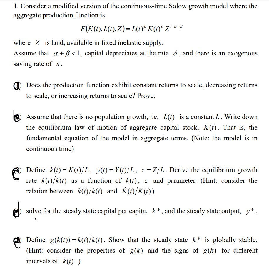 1. Consider a modified version of the continuous-time | Chegg.com