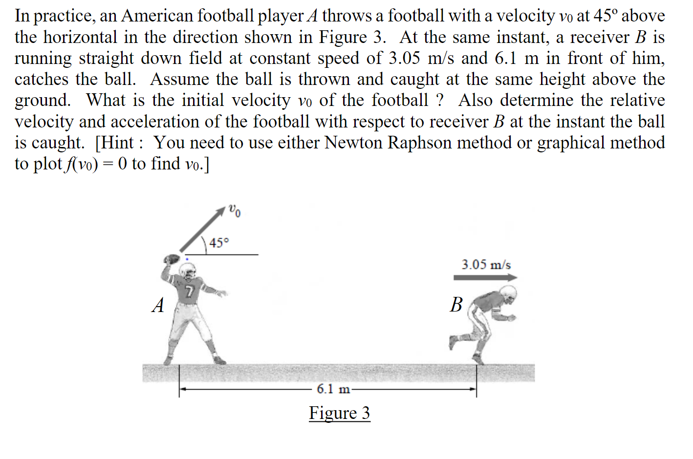 In practice, an American football player A throws a | Chegg.com
