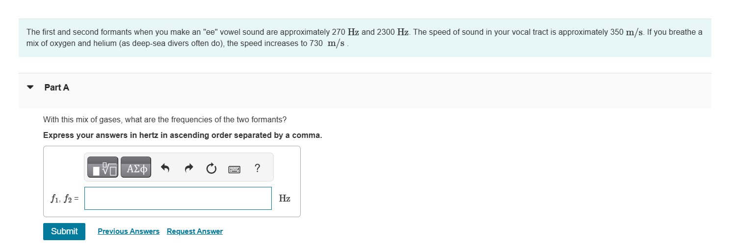 Solved The first and second formants when you make an "ee" | Chegg.com