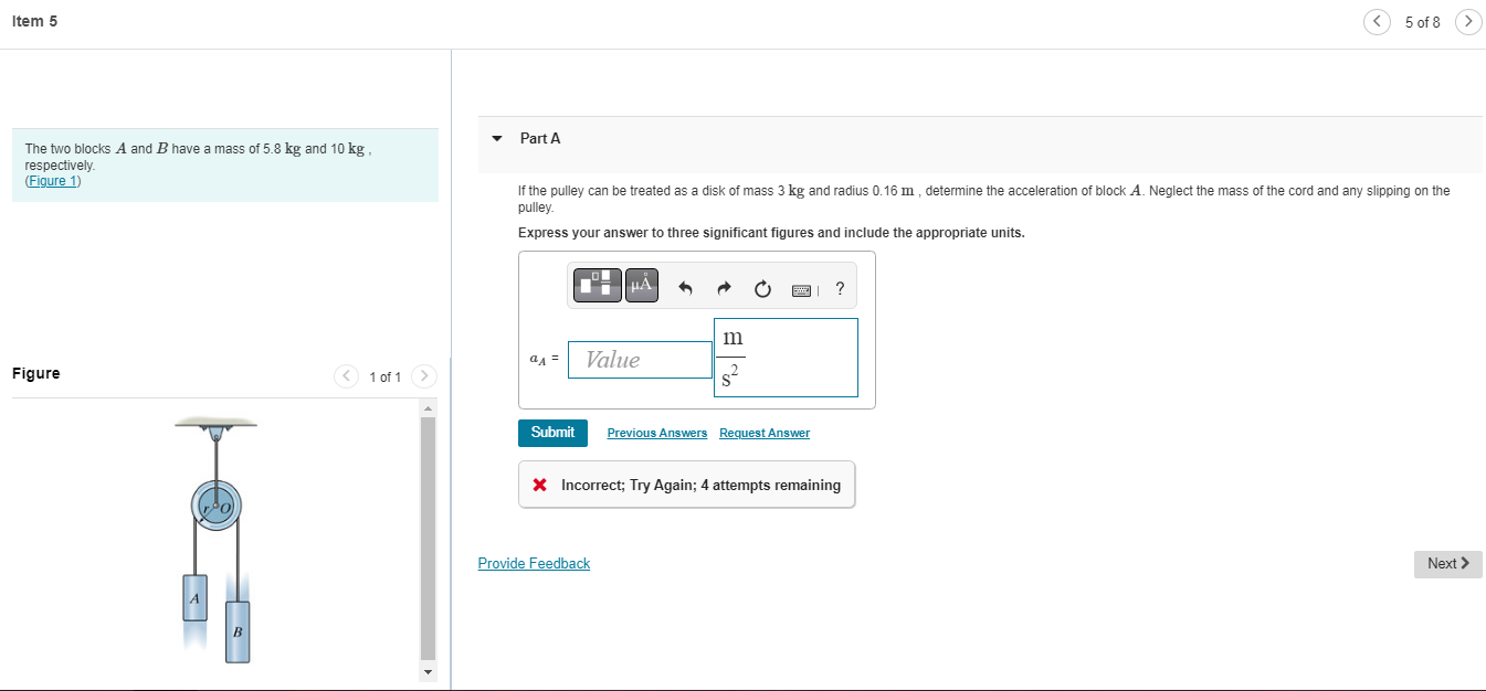 Solved Item 5 5 of 8 Part A The two blocks A and B have a | Chegg.com