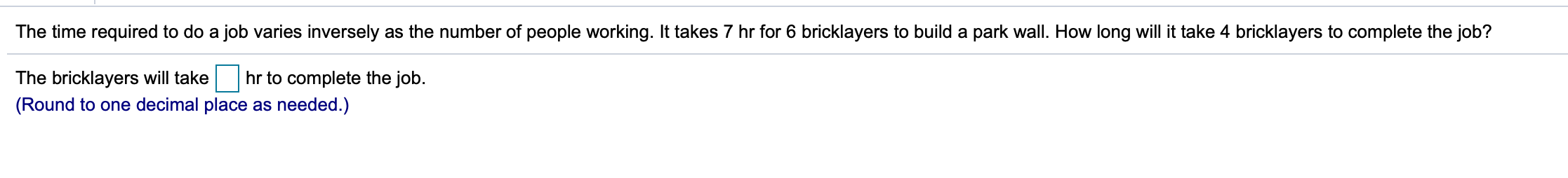 Solved The time required to do a job varies inversely as the | Chegg.com
