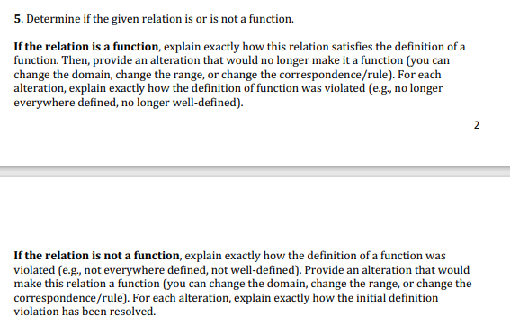 Solved 5. Determine if the given relation is or is not a | Chegg.com