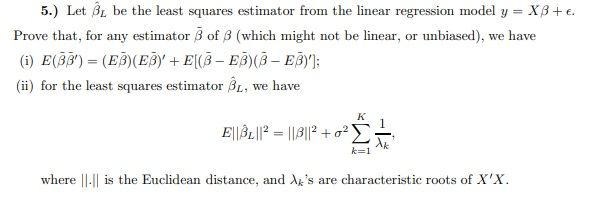 5.) Let Øl be the least squares estimator from the | Chegg.com