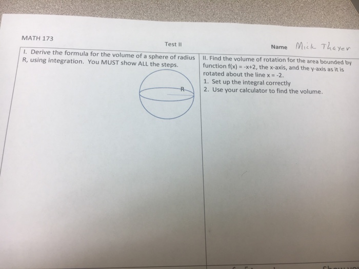 Solved Derive the formula for the volume of a sphere of | Chegg.com