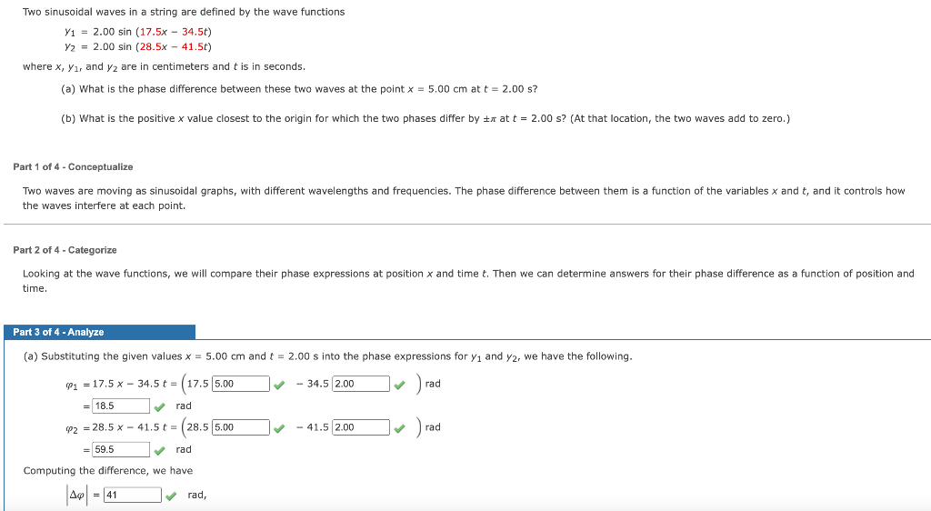 Solved Two sinusoidal waves in a string are defined by the | Chegg.com
