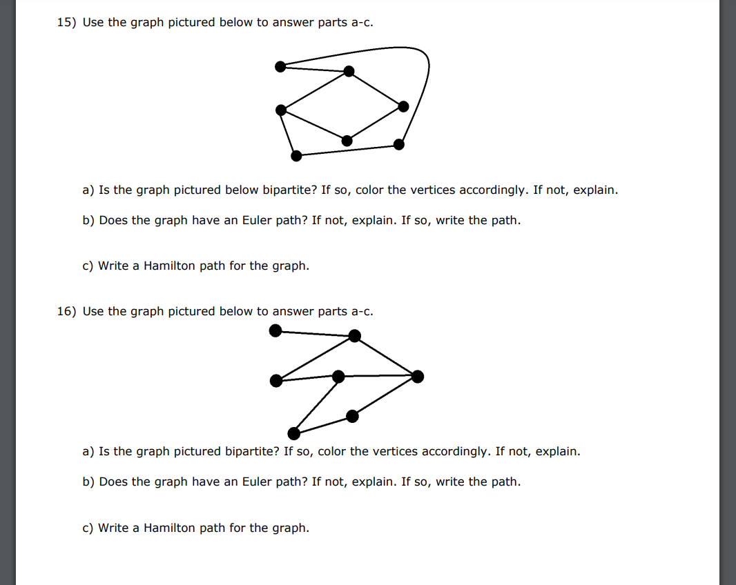 Solved MATH261 - Graph HW Use the graph pictured below for | Chegg.com