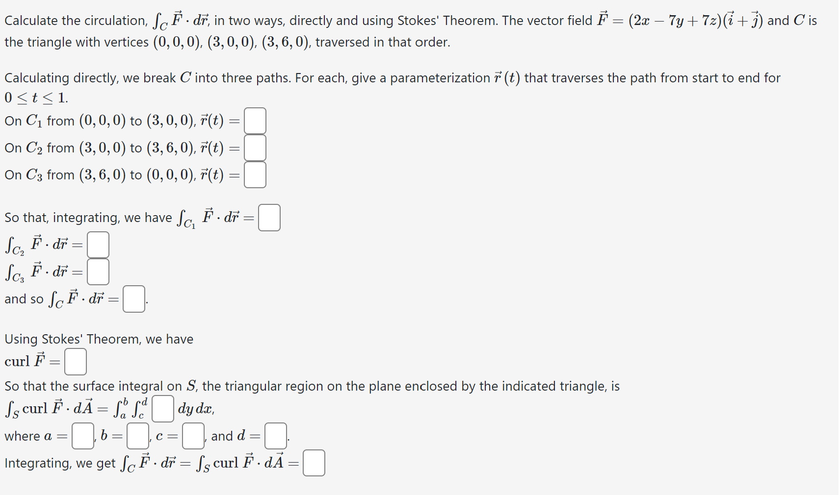 Solved Calculate the circulation, ∫C﻿vec(F)*dvec(r), ﻿in two | Chegg.com