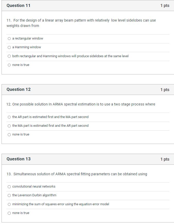 Solved 11 For The Design Of A Linear Array Beam Pattern