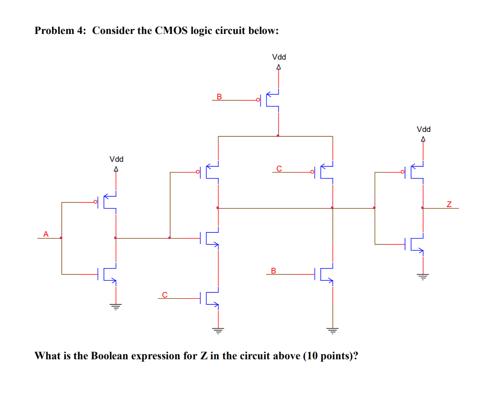 Solved Problem 4: Consider the CMOS logic circuit below: Vdd | Chegg.com