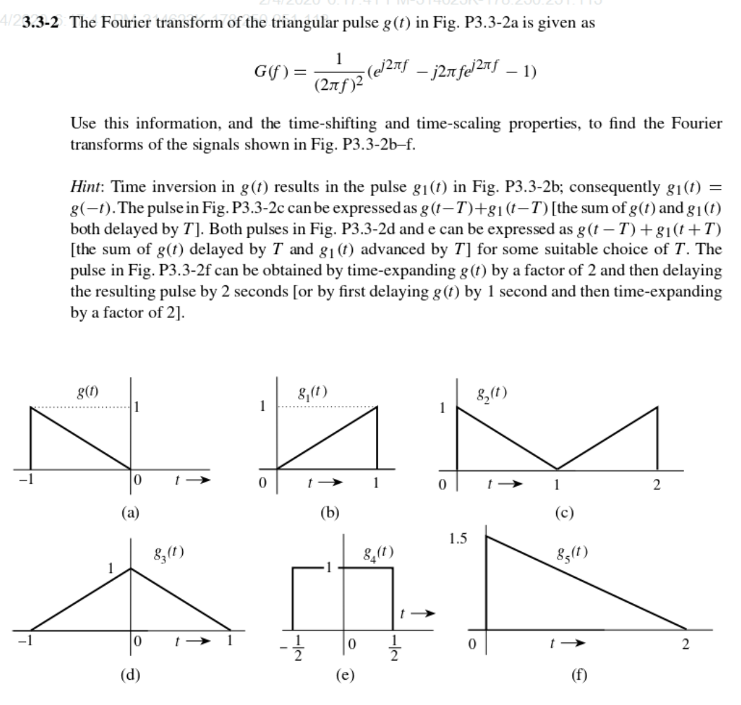Solved 4/23.3-2 The Fourier transform of the triangular | Chegg.com