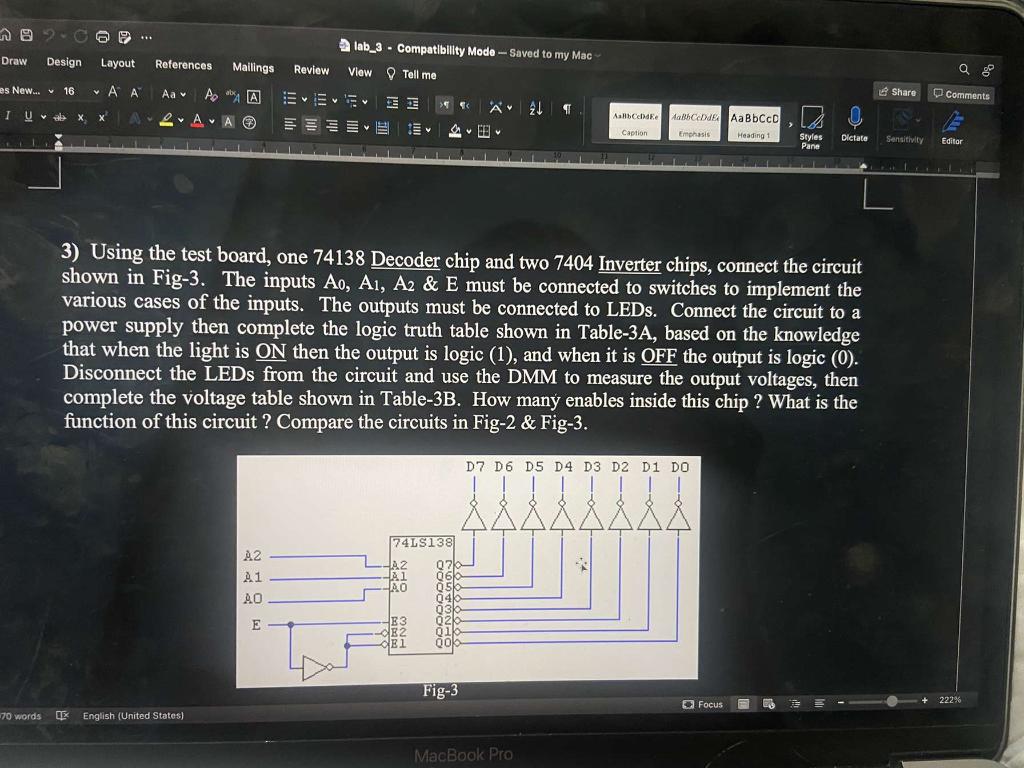 Solved 3) Using the test board, one 74138 Decoder chip and | Chegg.com