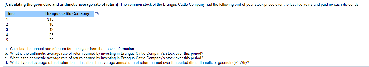 Solved (Calculating the geometric and arithmetic average | Chegg.com