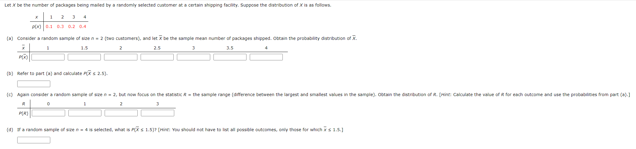 Solved \begin{tabular}{c|rrrr} x & 1 & 2 & 3 & 4 \\ | Chegg.com