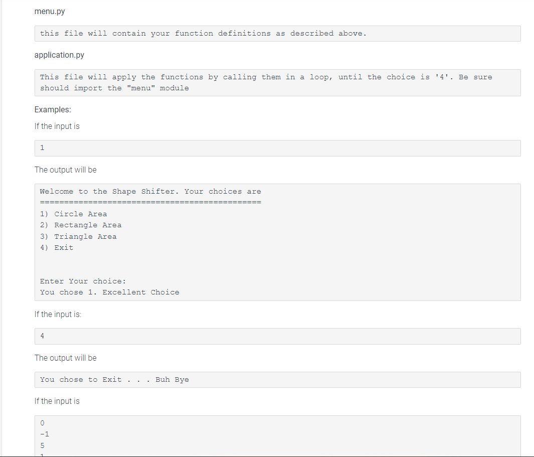 Solved 11.16 EXTERNAL LAB: Menu and User Input Function In | Chegg.com