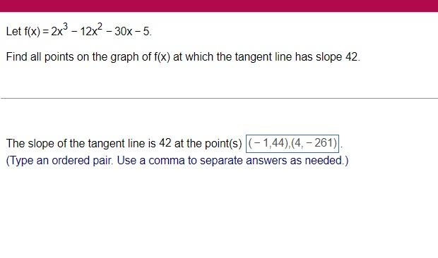 Solved Let f(x)=2x3−12x2−30x−5 Find all points on the graph | Chegg.com