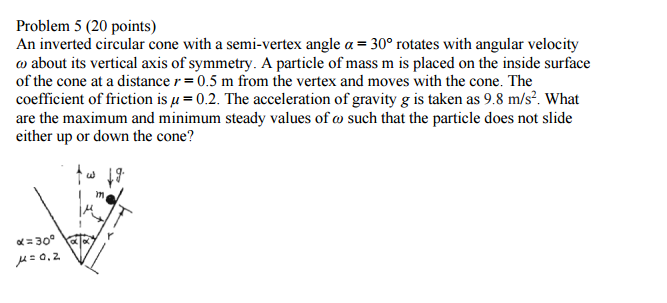 Solved Problem 5 (20 points) An inverted circular cone with | Chegg.com