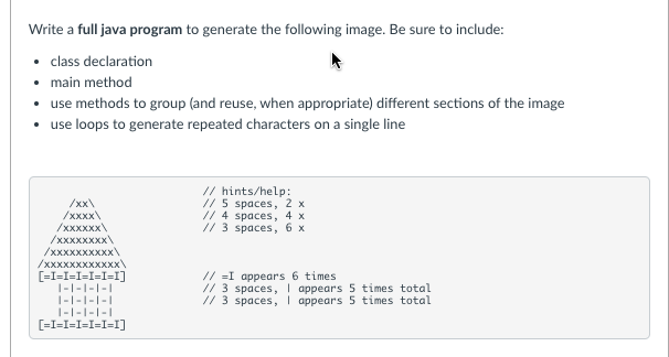 Solved Write a full java program to generate the following | Chegg.com