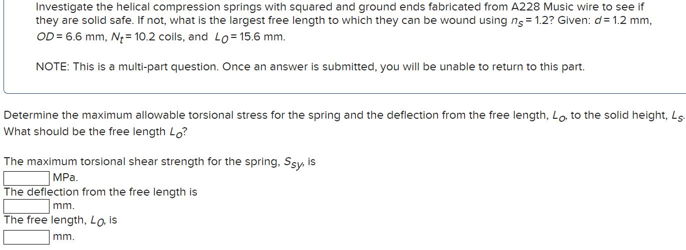 Investigate the helical compression springs with | Chegg.com