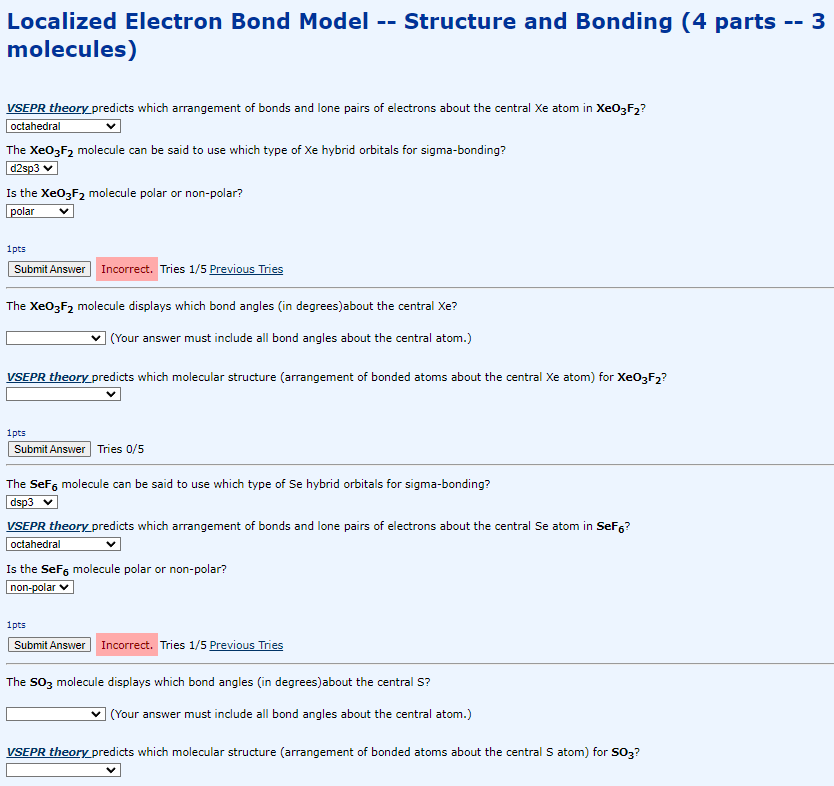 Solved Localized Electron Bond Model -- Structure and | Chegg.com