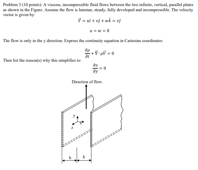 Solved Problem 3 (10 points): A viscous, incompressible | Chegg.com