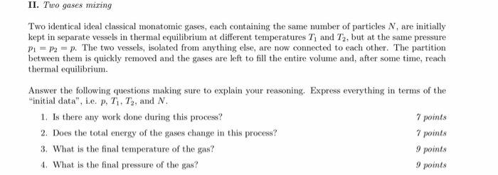 Solved （thermal physics） thank you! Two identical ideal | Chegg.com
