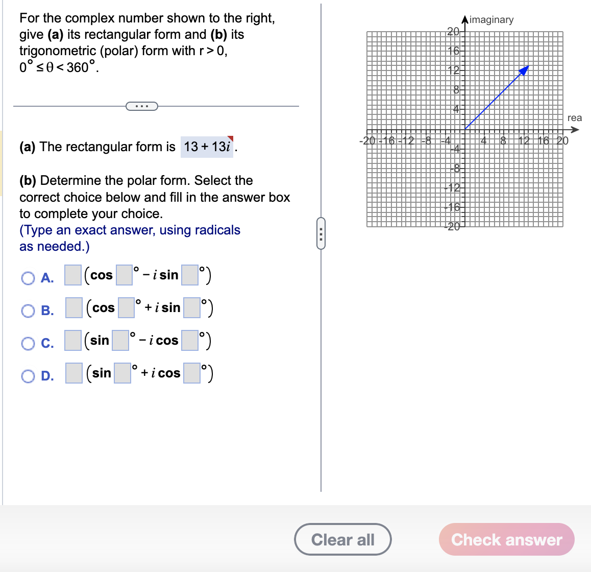 Solved For the complex number shown to the right, give (a) | Chegg.com