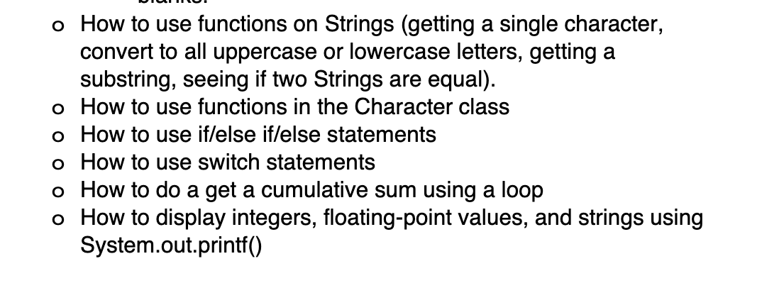 Solved o How to use functions on Strings (getting a single | Chegg.com