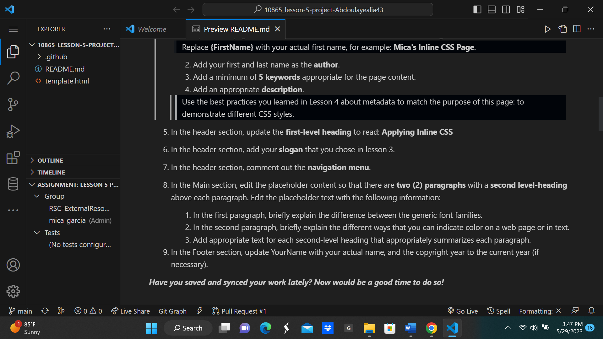 Solved 10865_lesson-5-project-Abdoulayealia43 Preview | Chegg.com