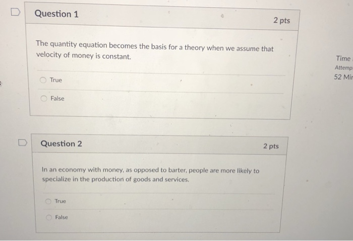 Solved DQuestion 1 2 pts The quantity equation becomes the | Chegg.com Solved DQuestion 1 2 pts The quantity equation becomes the | Chegg.com