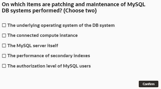 Solved On which items are patching and maintenance of MySQL | Chegg.com