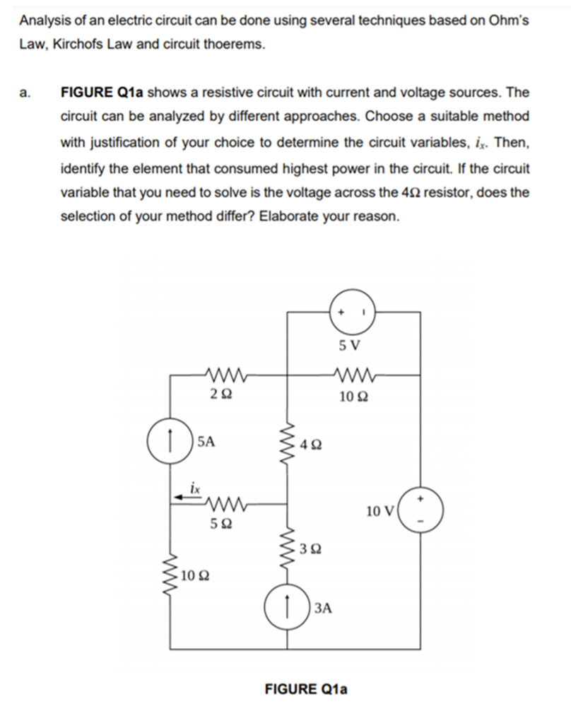 Solved Analysis of an electric circuit can be done using | Chegg.com