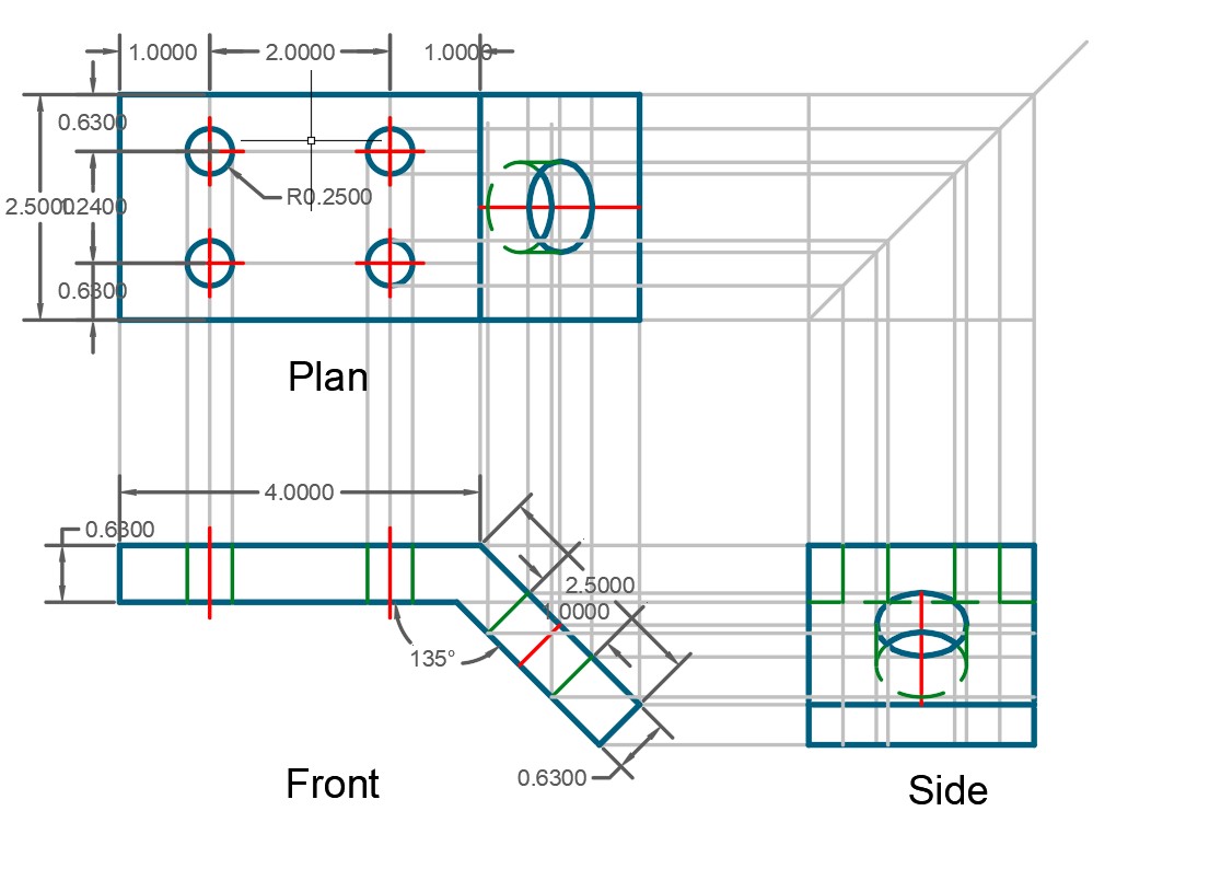 Solved Create Auxiliary View in autocad | Chegg.com