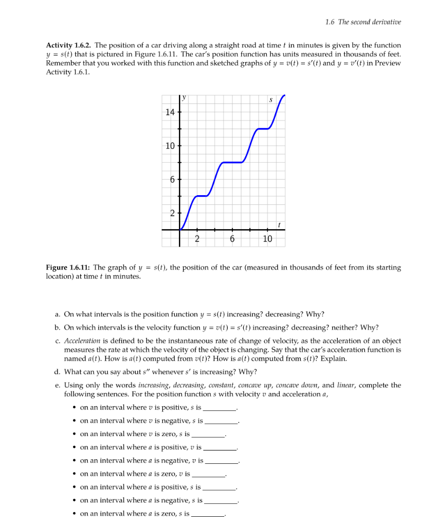 Solved 1.6 The second derivative Activity 1.6.2. The | Chegg.com