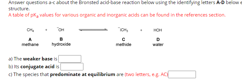 Solved Answer questions a-c about the Bronsted acid-base | Chegg.com