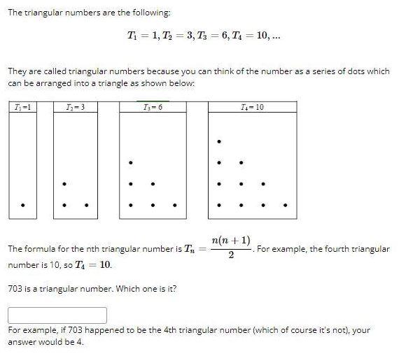 Solved The triangular numbers are the following: | Chegg.com