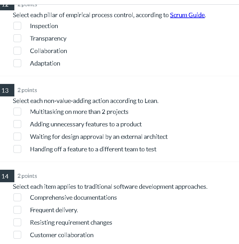 Solved Select each pillar of empirical process control, | Chegg.com