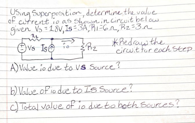 Solved Using Superposition, determine the value of cutrent | Chegg.com