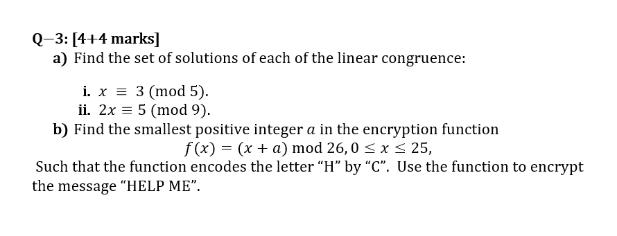 Solved Q 3 44 Marks A Find The Set Of Solutions Of Each 
