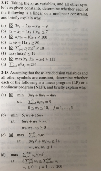Solved 2-17 Taking the x, as variables, and all other sym- | Chegg.com