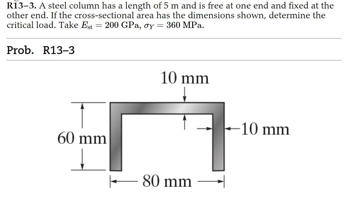 Solved R13-3. ﻿A steel column has a length of 5 ﻿m and is | Chegg.com