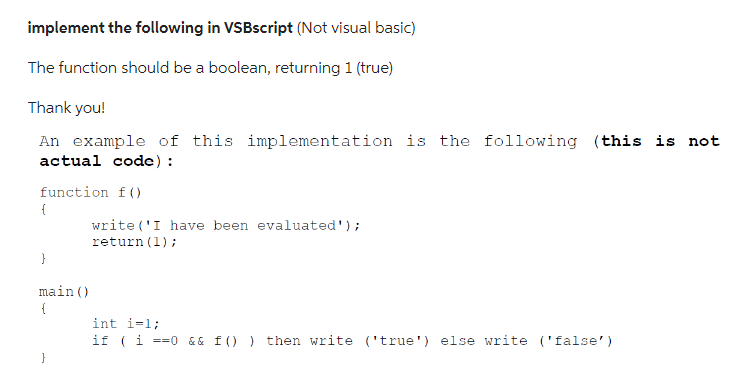 Solved implement the following in VSBscript (Not visual | Chegg.com