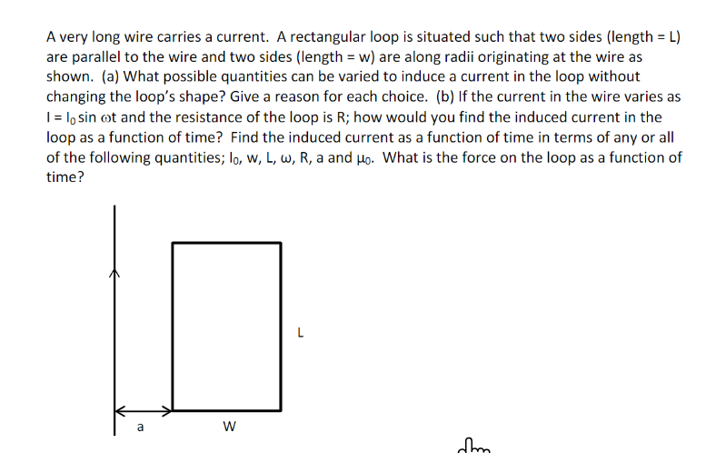 Solved A very long wire carries a current. A rectangular | Chegg.com