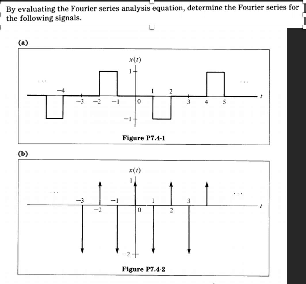 Solved By Evaluating The Fourier Series Analysis Equation
